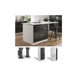 VICCO Regalinselunterschrank K&uuml;chenschrank K&uuml;chenm&ouml;bel Fame-Line Wei&szlig; Anthrazit 30 cm modern Hochglanz K&uuml;che Einbauk&uuml;che K&uuml;cheninsel Dreht&uuml;r Einlegeboden Blende K&uuml;chenunterschrank K&uuml;chenzeile