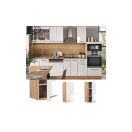 VICCO H&auml;ngeschrank K&uuml;chenschrank K&uuml;chenm&ouml;bel Fame-Line Eiche Wei&szlig; modern 30 cm K&uuml;che Einbauk&uuml;che H&auml;ngeschrank Dreht&uuml;r Einlegeboden K&uuml;chenzeile Hochglanz