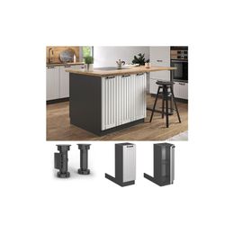 VICCO Regalinselunterschrank K&uuml;chenschrank K&uuml;chenm&ouml;bel Fame-Line Landhaus Anthrazit Wei&szlig; 30 cm K&uuml;che Einbauk&uuml;che K&uuml;cheninsel Dreht&uuml;r Einlegeboden Blende K&uuml;chenunterschrank K&uuml;chenzeile