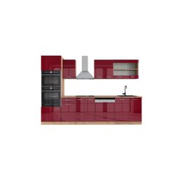 VICCO K&uuml;chenzeile K&uuml;chenblock Einbauk&uuml;che R-Line 300cm Mikrowellenumbauschrank Bordeaux