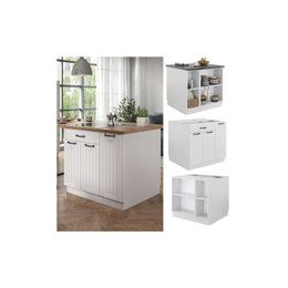 VICCO K&uuml;cheninsel K&uuml;chenblock Einbauk&uuml;che Fame-Line Landhaus Wei&szlig; 90 cm K&uuml;chen Schr&auml;nke Apothekerunterschrank Schubunterschrank Regalinselunterschrank Softclose-Scharnier K&uuml;chenm&ouml;bel