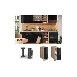 VICCO Apothekerunterschrank K&uuml;chenschrank R-Line Solid Eiche Schwarz 30 cm modern