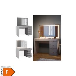 VICCO Schminktisch Elise Wei&szlig; Grau 115 x 76 cm modern Frisiertisch Schubladen LED-Spiegel