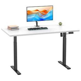 Vcm my office Lona elektrisch höhenverstellbarer Schreibtisch weiß rechteckig, T-Fuß-Gestell silber 140,0 x 50,0 cm