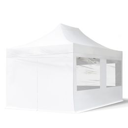 TOOLPORT 3x4,5m Stahl Faltpavillon, inkl. 4 Seitenteile, weiß - (59049)