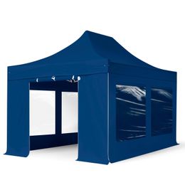 TOOLPORT 3x4,5m Aluminium Faltpavillon, inkl. 4 Seitenteile, blau - (600207)