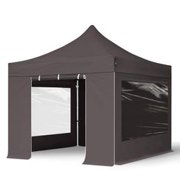 TOOLPORT 3x3m Aluminium Faltpavillon, inkl. 4 Seitenteile, dunkelgrau - (600150)