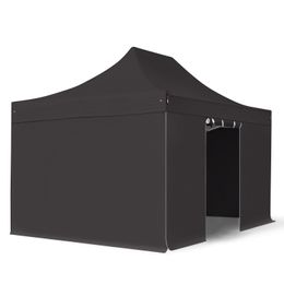 TOOLPORT 3x4,5m Aluminium Faltpavillon, inkl. 4 Seitenteile, schwarz - (600199)