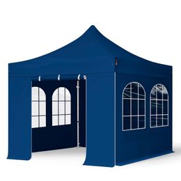 TOOLPORT 3x3m Aluminium Faltpavillon, inkl. 4 Seitenteile, dunkelblau - (600154)