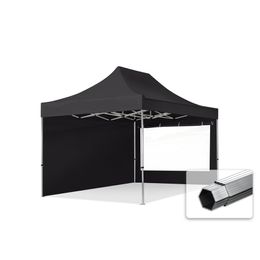 TOOLPORT 3x4,5m Aluminium Faltpavillon, inkl. 2 Seitenteile, schwarz - (600213)