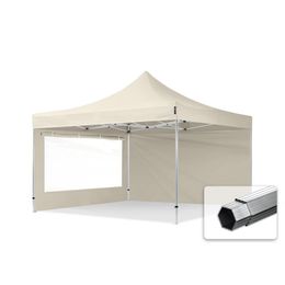 TOOLPORT 4x4m Aluminium Faltpavillon, inkl. 2 Seitenteile, creme - (600182)