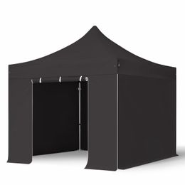 TOOLPORT 3x3m Aluminium Faltpavillon, inkl. 4 Seitenteile, schwarz - (600143)