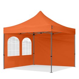TOOLPORT 3x3m Stahl Faltpavillon, inkl. 2 Seitenteile, orange - (600027)