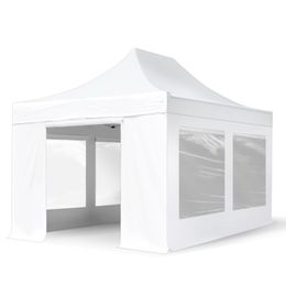 TOOLPORT 3x4,5m Aluminium Faltpavillon, inkl. 4 Seitenteile, weiß - (600202)
