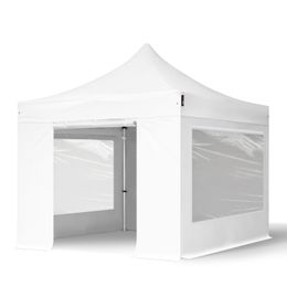 TOOLPORT 3x3m Aluminium Faltpavillon, inkl. 4 Seitenteile, weiß - (582008)