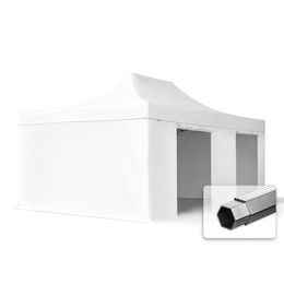 TOOLPORT 4x6m Aluminium Faltpavillon, inkl. 4 Seitenteile, weiß - (578699)