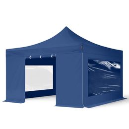 TOOLPORT 4x4m Stahl Faltpavillon, inkl. 4 Seitenteile, blau - (600092)