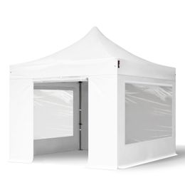 TOOLPORT 3x3m Stahl Faltpavillon, inkl. 4 Seitenteile, weiß - (600039)