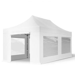 TOOLPORT 3x6m Stahl Faltpavillon, inkl. 4 Seitenteile, weiß - (600124)