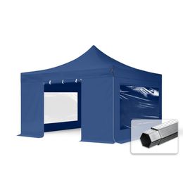 TOOLPORT 4x4m Aluminium Faltpavillon, inkl. 4 Seitenteile, blau - (600185)