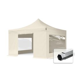 TOOLPORT 4x4m Aluminium Faltpavillon, inkl. 4 Seitenteile, creme - (600183)