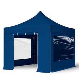 TOOLPORT 3x3m Stahl Faltpavillon, inkl. 4 Seitenteile, dunkelblau - (600010)