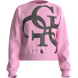 Guess Sweatshirt, Baumwolle, Logo-Print, für Kinder, rosa, 176