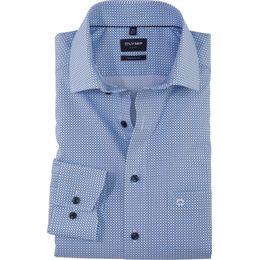 OLYMP Luxor Businesshemd, Modern Fit, Langarm, Kent-Kragen, für Herren, blau, 43