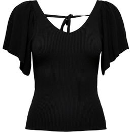 Only® T-Shirt "Leelo", V-Ausschnitt, Flügelärmel, für Damen, schwarz, L