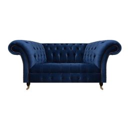 JVmoebel 2-Sitzer Sofa Zweisitzer Couch Polstermöbel Chesterfield Textil Blau Design Neu