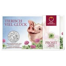 7,78 g Silber Österreich Neujahrsmünze Schwein gehabt 2023 - Handgehoben (dif...