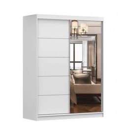 E-meubles - Kleiderschrank mit Spiegel Schwebetürenschrank 2-türig Schrank mit Einlegeböden und Kleiderstange Schiebtüren Schlafzimmer