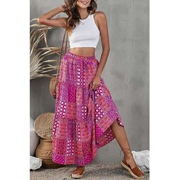 RUZU UG Dirndl Boho-Rock, Damen-Strandrock mit hoher Taille und elastischem Band