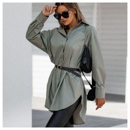 TZTA Trading UG Blusenkleid Damen kleid Knopf am V-Ausschnitt Hemdkleid Anzugrock Freizeitkleid
