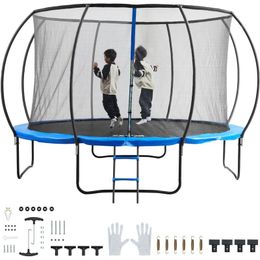 Gartentrampolin Trampolin 86 cm Leiternhöhe, Indoor-/Outdoor-Kindtrampolin mit 180 kg Belastbarkeit, Trampoline 360° Sicherheitsnetz Stoßdämpfend,