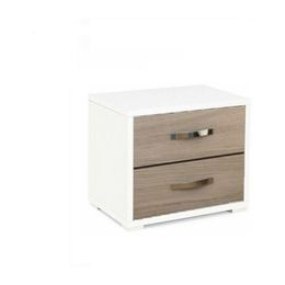 Iperbriko - Nachttisch mit weißer Frontbox Elm 2 Schubladen 36x52xH 43