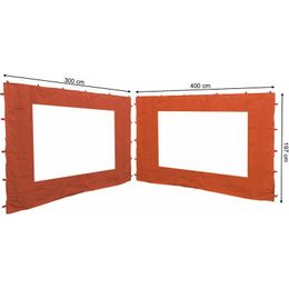 Quick Star - 2 Seitenteile mit pe Fenster 300/400x197cm für Rank Pavillon 3x4m Seitenwand Terra / Rotorange ral 2001