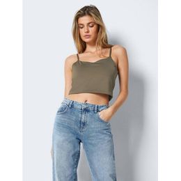 Noisy may Shirttop Einfarbiges Crop Top mit Spaghettiträgern NMTERESA 5675 in Dunkelbraun