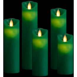 5-tlg. LED-Kerzen-Set Elektrisch mit Fernbedienung Warmweiß Vidaxl Grün