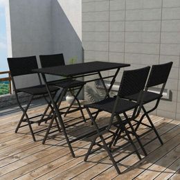 5-tlg. Garten-Essgruppe,Gartenmöbel Set Klappbar Stahl Poly Rattan Schwarz vidaXL