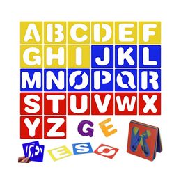 Juoungle Malschablone 26 Stück Alphabet Schablonen Set zum Malen Lernen Handwerk Dekoration