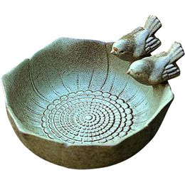 Achiount Vogeltränke Vogeltränke Keramik stehend Garten Vogelbecken Futter Wasserstelle