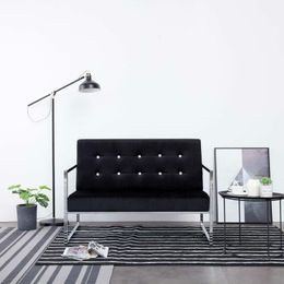 2-Sitzer-Sofa,Sofas gerade mit Armlehnen Schwarz Chrom und Samt vidaXL