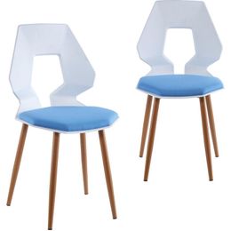 Trisens - 2er 4er Set Design Stühle Esszimmerstühle Küchenstühle Wohnzimmerstuhl Bürostuhl Kunststoff , 2 St., Weiß / Hellblau