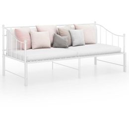 Ausziehsofa Bettgestell,Schlafzimmerbett Weiß Metall 90x200 cm vidaXL