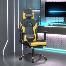 Bonnevie - Gaming-Stuhl mit Massage & Fußstütze Schwarz Golden Kunstleder vidaXL163702