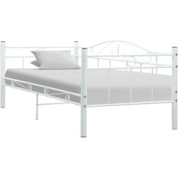 Tagesbett-Rahmen,Gästebett Weiß Metall 90×200 cm vidaXL
