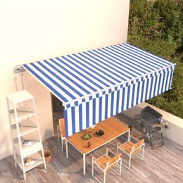 Gelenkarmmarkise,Windfest Sonnenmarkise Automatisch mit Volant 6x3 m Blau und Weiß vidaXL