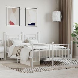 Bettgestell,Schlafzimmerbett mit Kopf- und Fußteil Metall Weiß 140x200 cm vidaXL