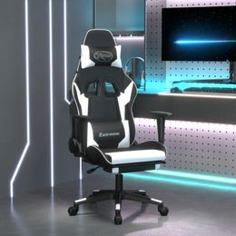 Bonnevie - Gaming-Stuhl mit Massage & Fußstütze Schwarz & Weiß Kunstleder vidaXL210112
